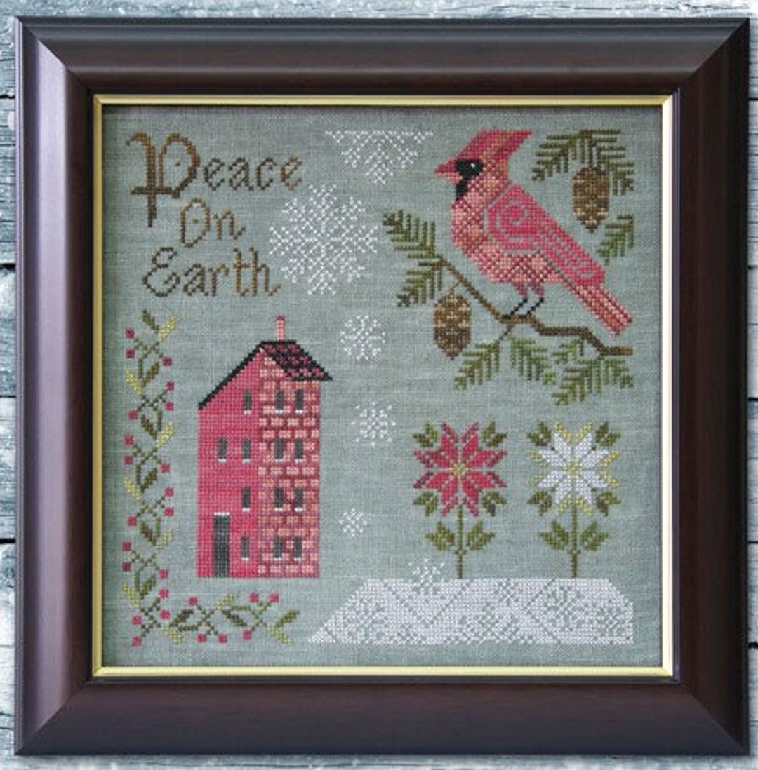 Counted Cross Stitch Pattern, Peace on Earth, Cardinal, Saltbox House ...