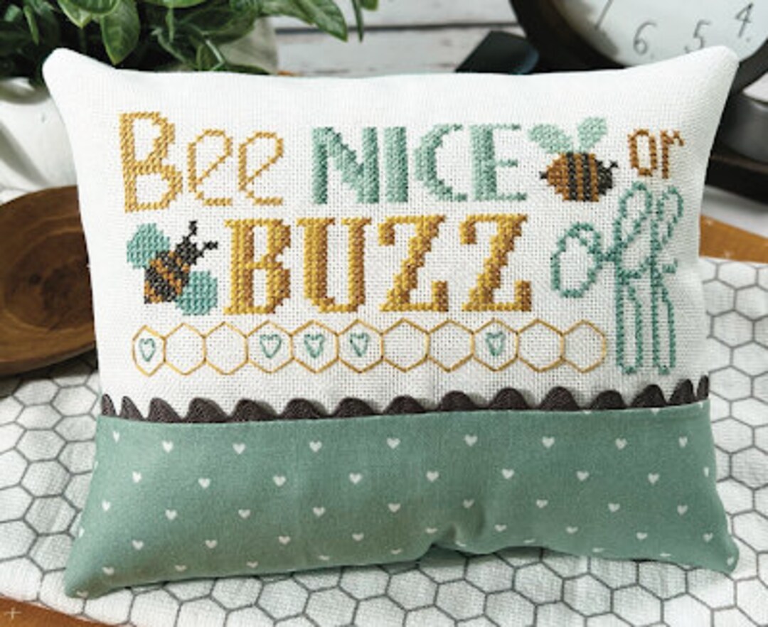 Counted Cross Stitch Pattern, Bee Nice, Beehive, Garden Decor, Bees ...