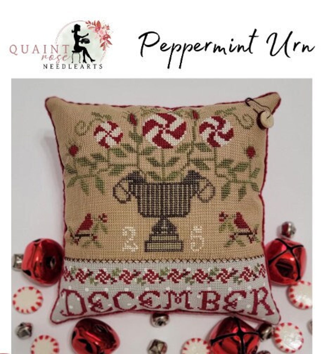 Counted Cross Stitch Pattern, Peppermint Urn, Christmas Decor, Pillow ...