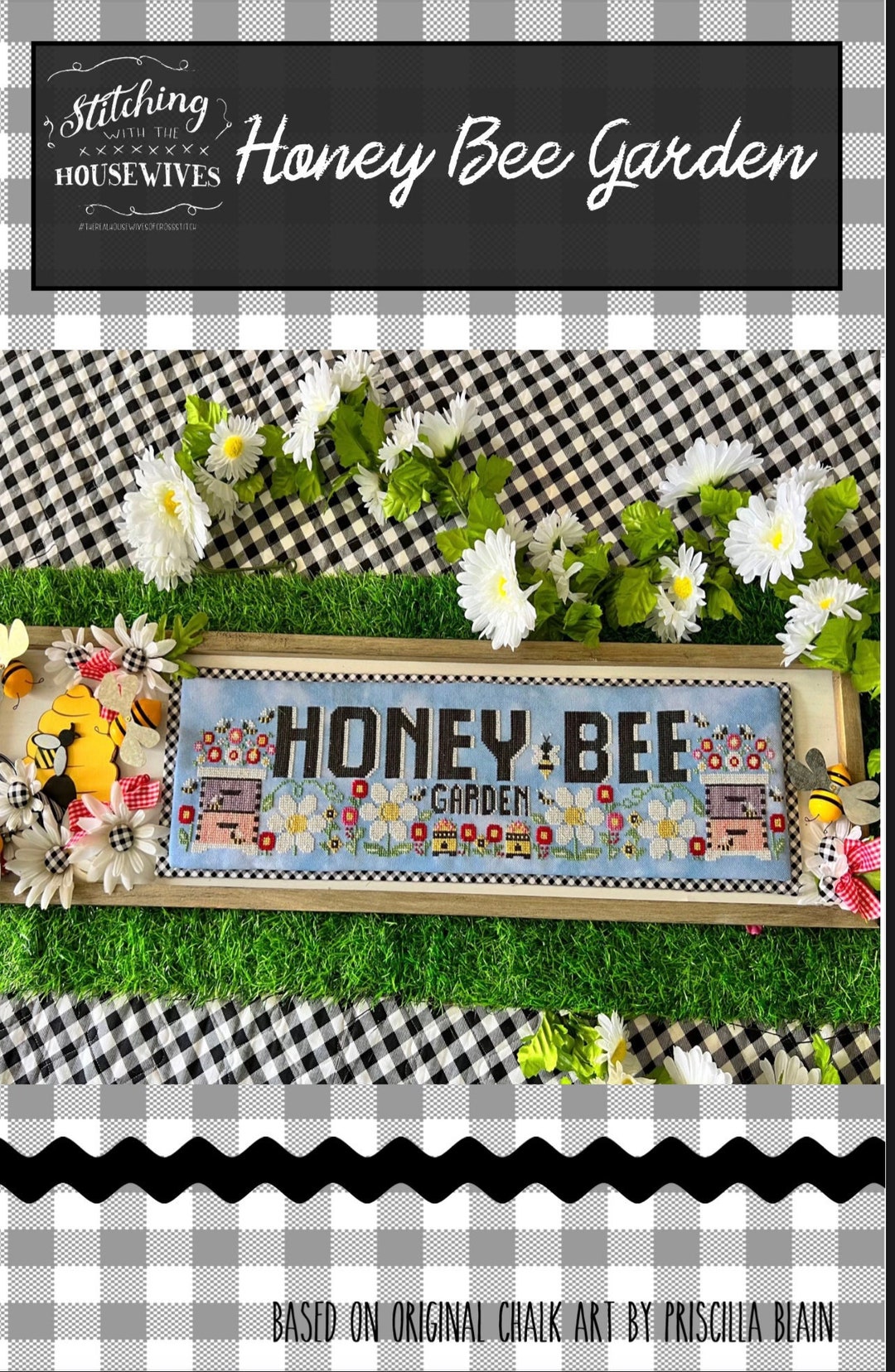 Counted Cross Stitch Pattern, Honey Bee Garden, Bees, Daisies, Bee ...