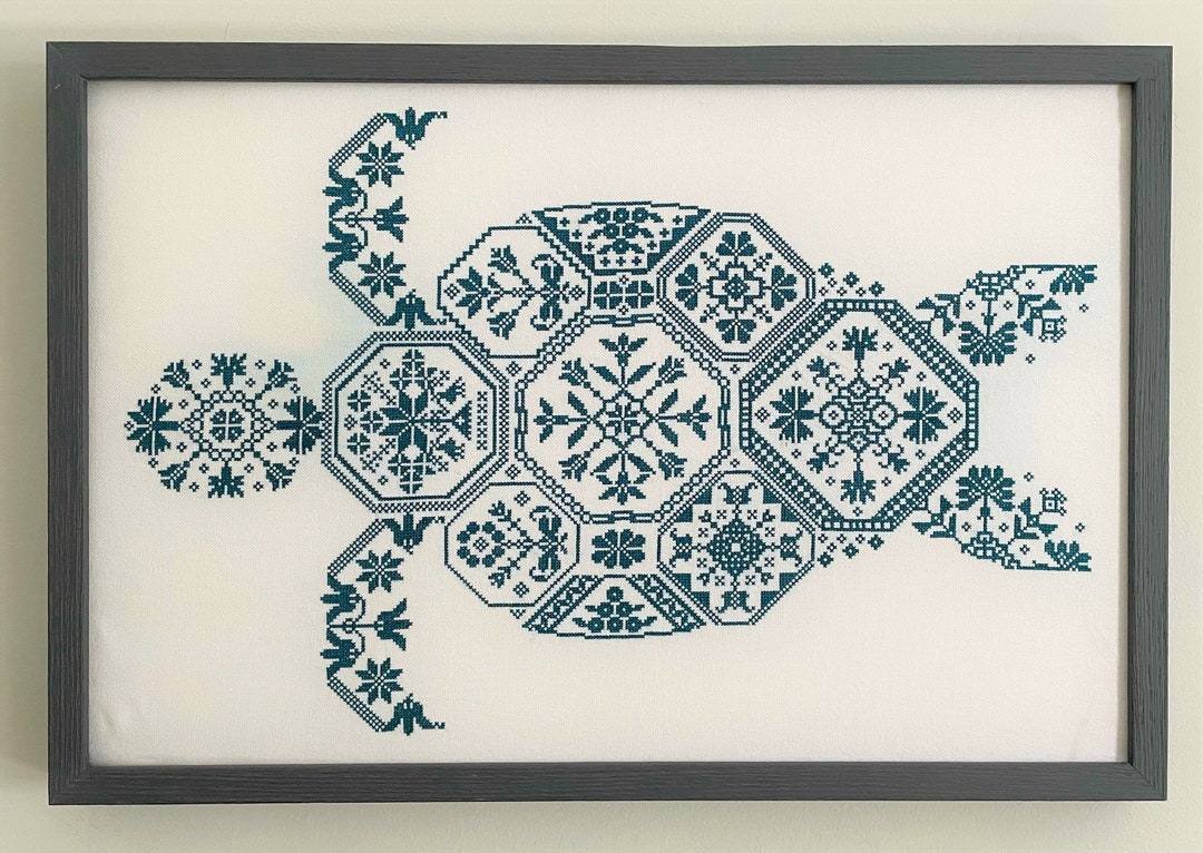 Counted Cross Stitch Pattern, Quaker Turtle, Beach Decor, Quaker ...