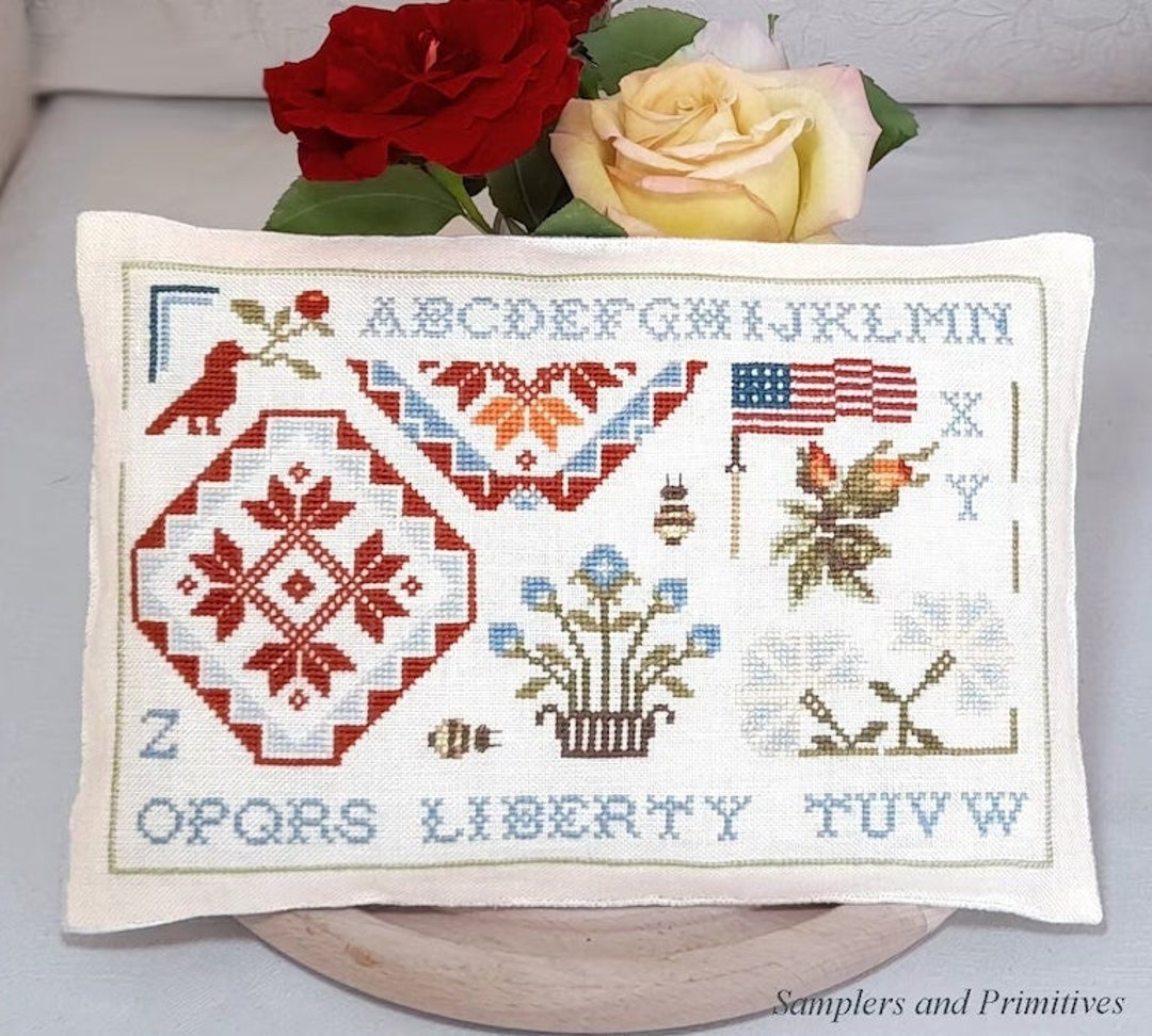 Counted Cross Stitch Pattern, Liberty Quaker, Motif Sampler, Americana ...