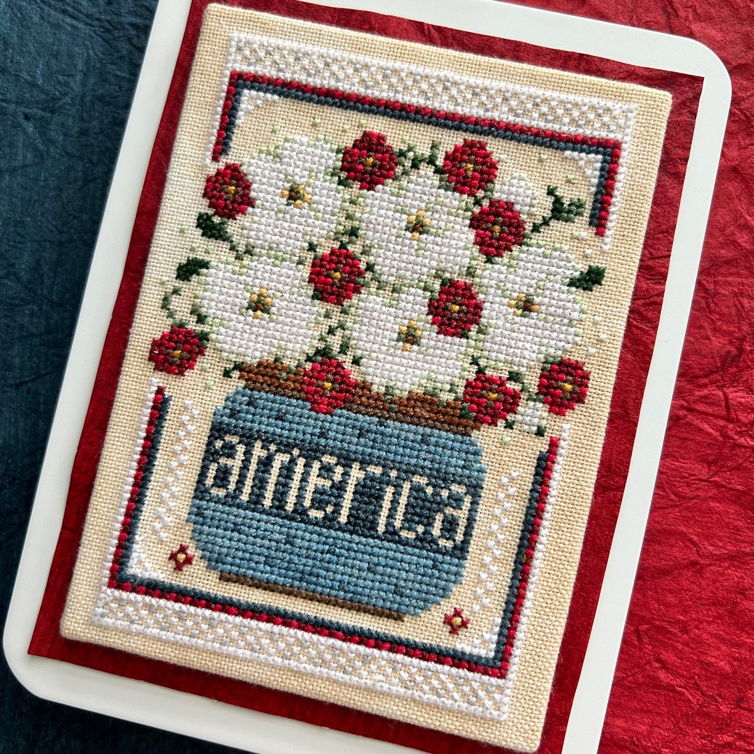 Counted Cross Stitch Pattern, Patriotic Petunias, Americana, Patriotic ...