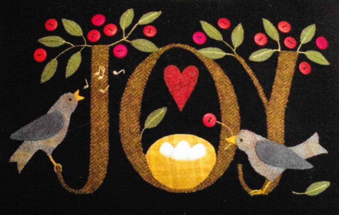 Wool Applique Pattern, Joy, Spring Decor, Primitive Decor, Wool Box ...