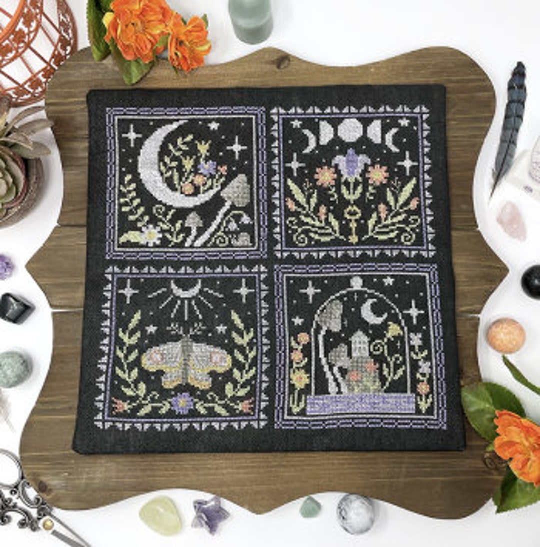 Counted Cross Stitch Pattern, Night Signs, Spring Decor, Pillow, Garden ...