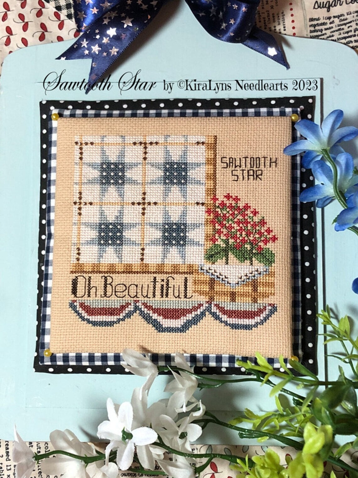 Counted Cross Stitch Pattern, Sawtooth Star, Patrotic, Americana ...