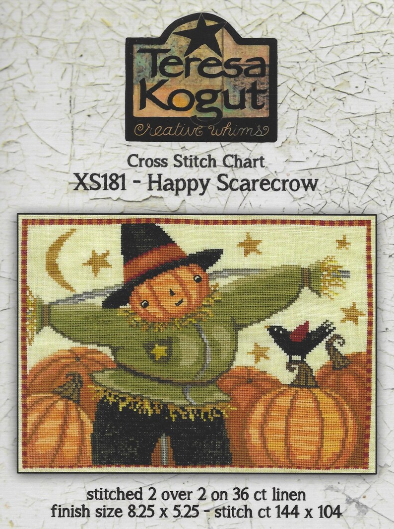 Counted Cross Stitch Pattern Happy Scarecrow Halloween Cross | Etsy