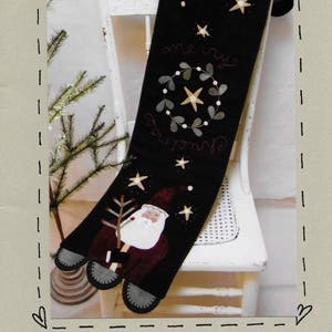 Wool Applique Pattern, Two Santas, Christmas Decor, Primitive Decor ...