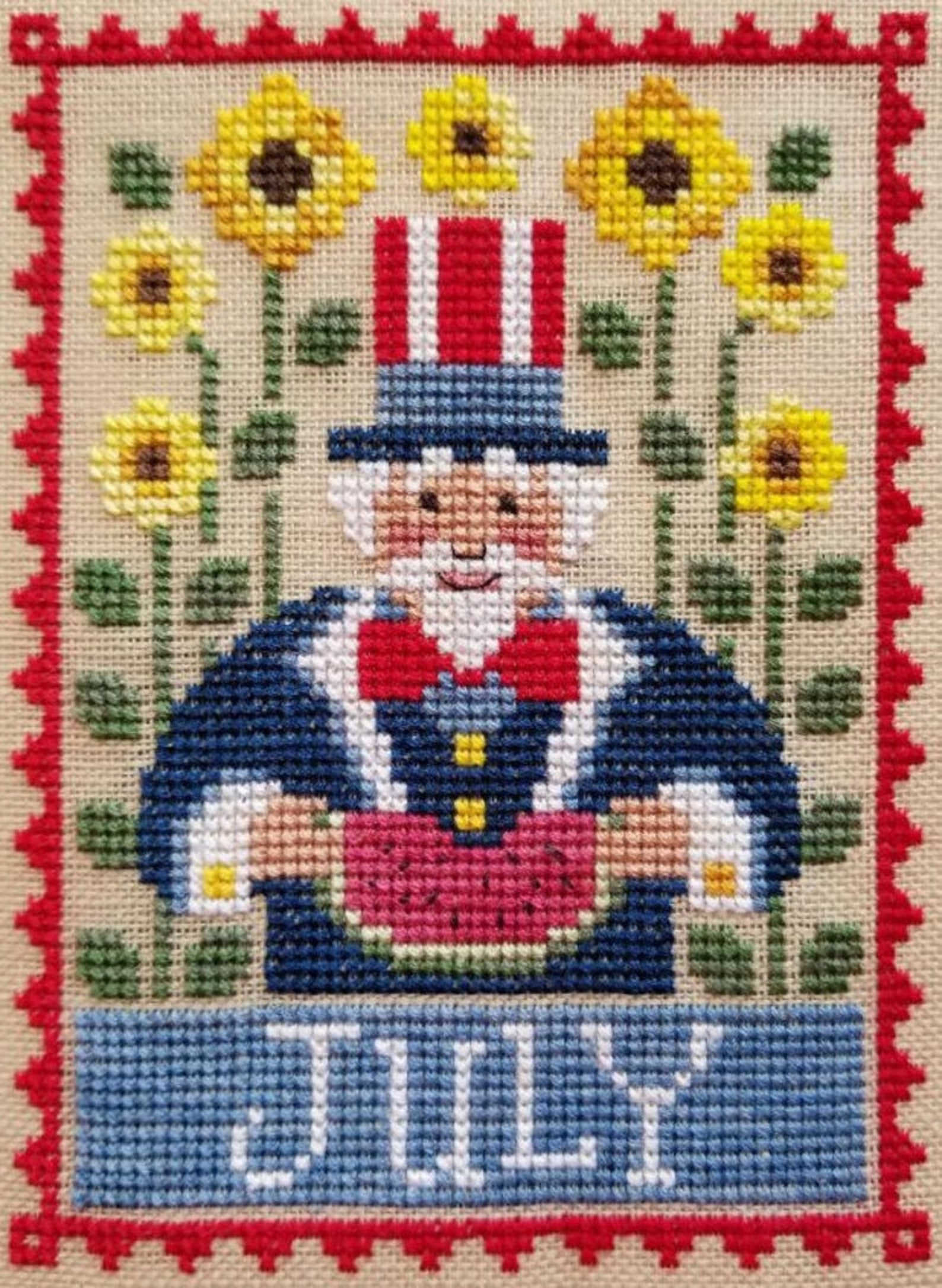 Counted Cross Stitch Pattern Monthly Trios July Patriotic | Etsy