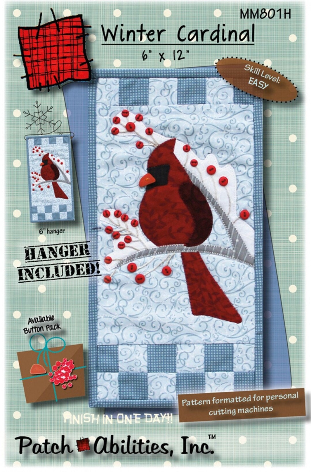 Quilt Pattern, Winter Cardinal, Applique Wallhanging, Cardinals, Holly ...