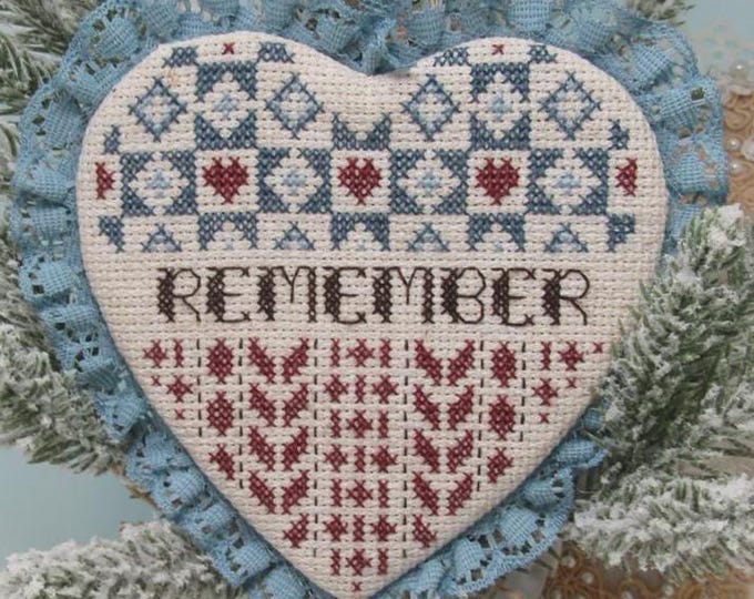 Counted Cross Stitch Pattern, Remember Quilted Heart, Inspirational, Patriotic, Series, Carolyn ...