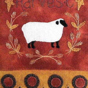 Wool Applique Pattern, Simply Sheep, Wool Wallhanging, Harvest Sheep ...