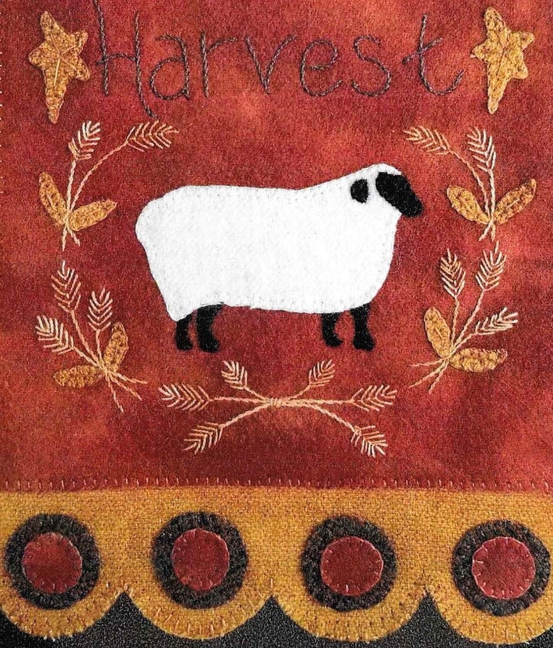 Wool Applique Pattern Simply Sheep Wool Wallhanging Harvest - Etsy