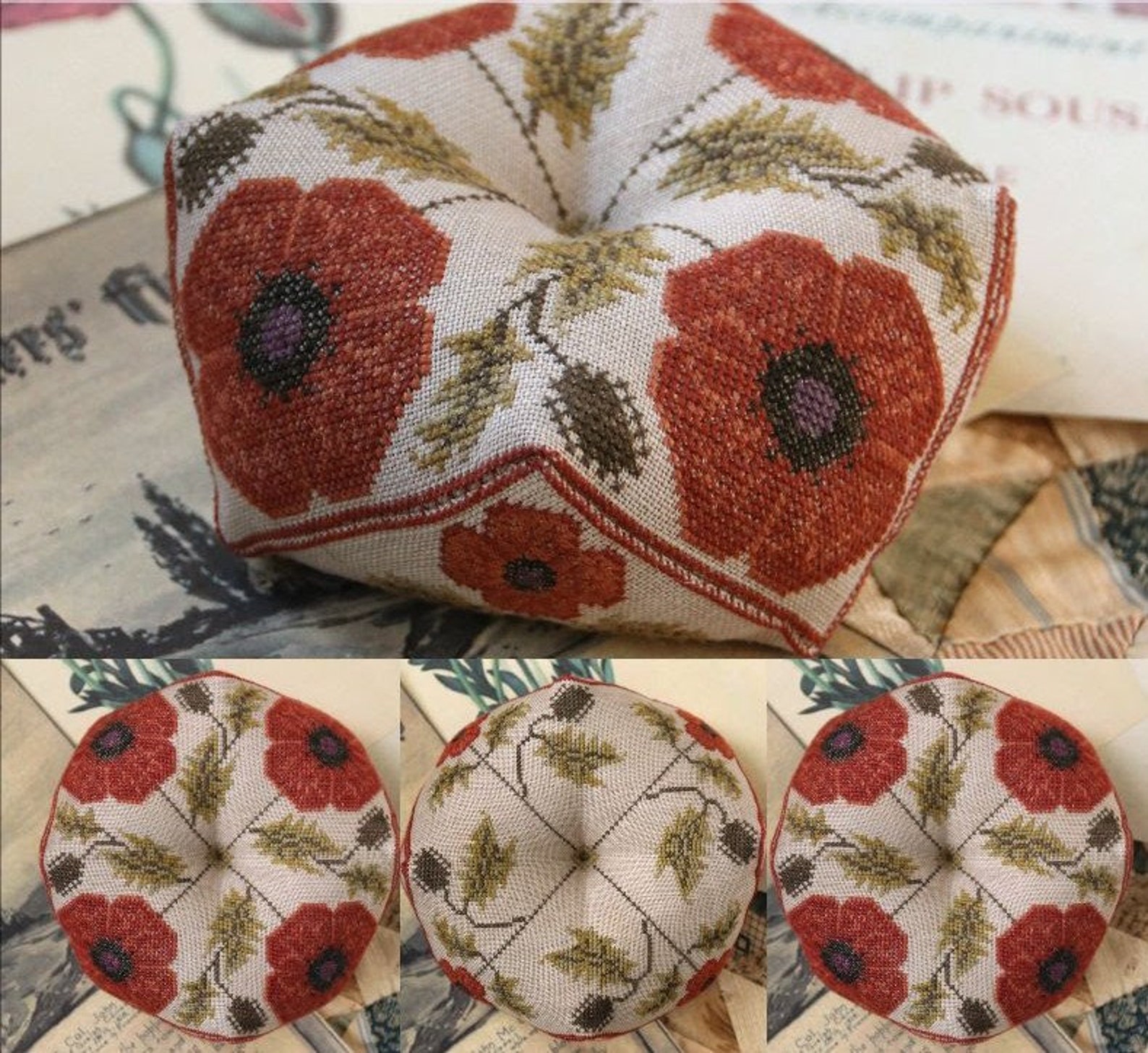 Counted Cross Stitch Pattern Flanders Fields Biscornu | Etsy