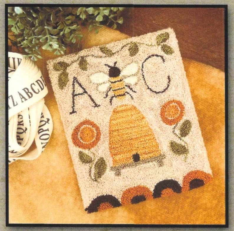 Punch Needle Pattern Bee Garden Country Decor Bee Skep - Etsy