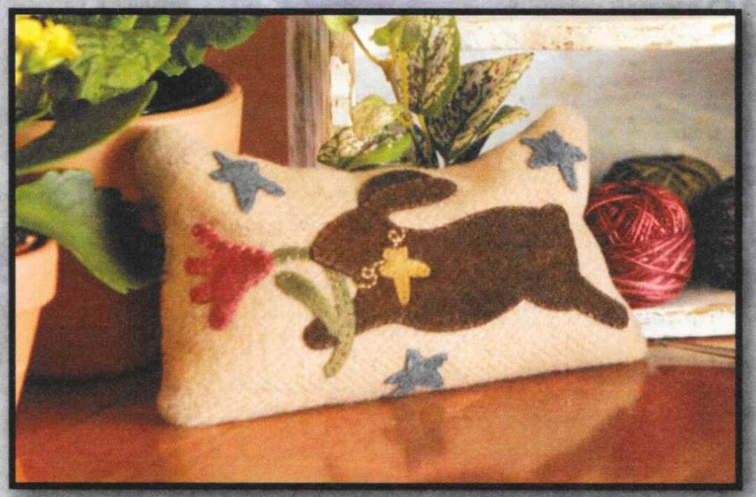 Wool Applique Pattern, Bunny Pincushion, Wool Applique, Spring Decor ...