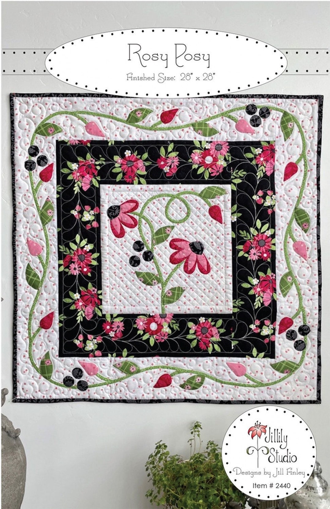 Quilt Pattern, Rosy Posy, Pieced Quilt, Appliqued Quilt, Wall Hanging ...