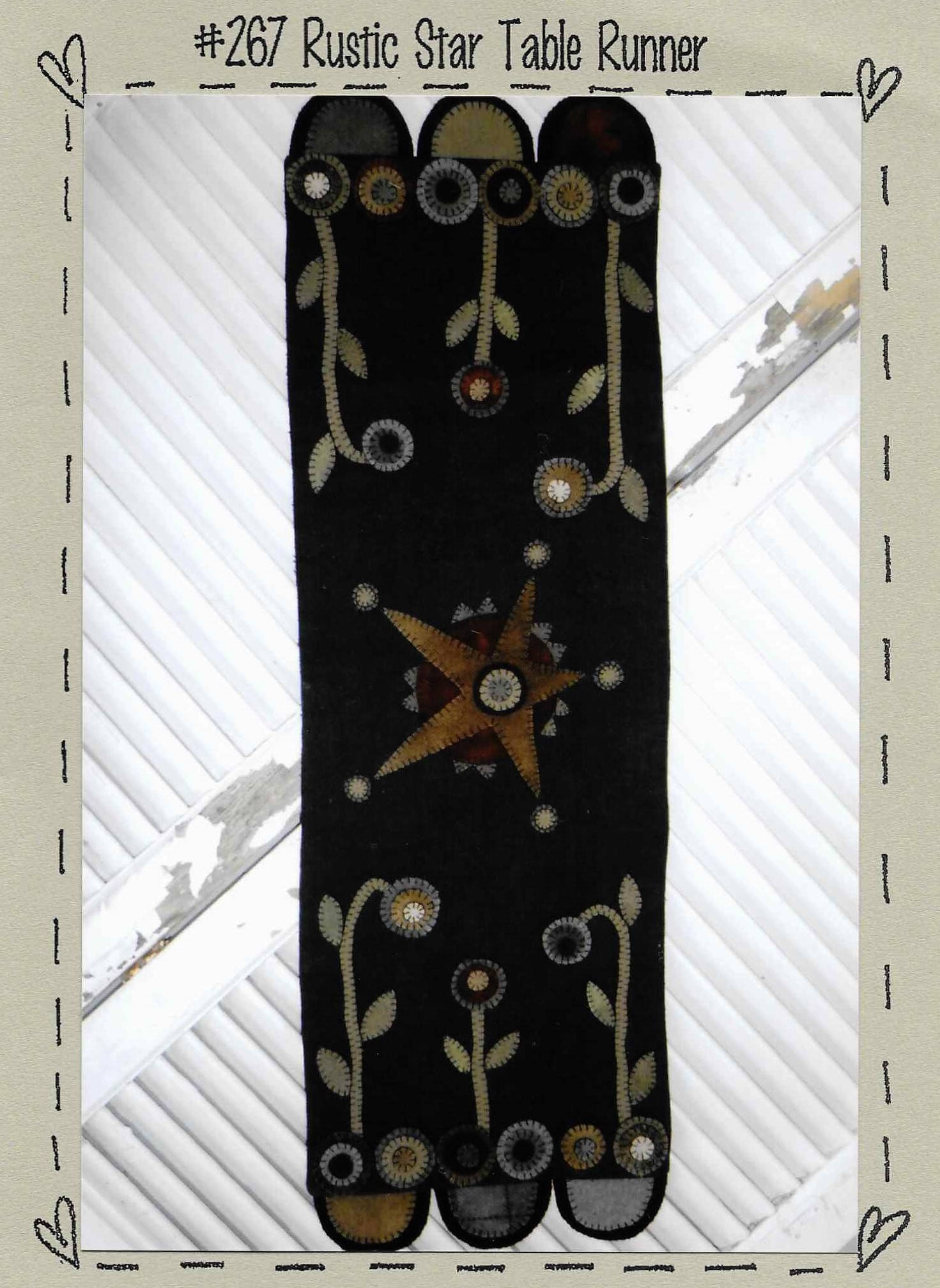 Wool Applique Pattern, Rustic Star, Table Runner, Primitive Decor, Wool ...