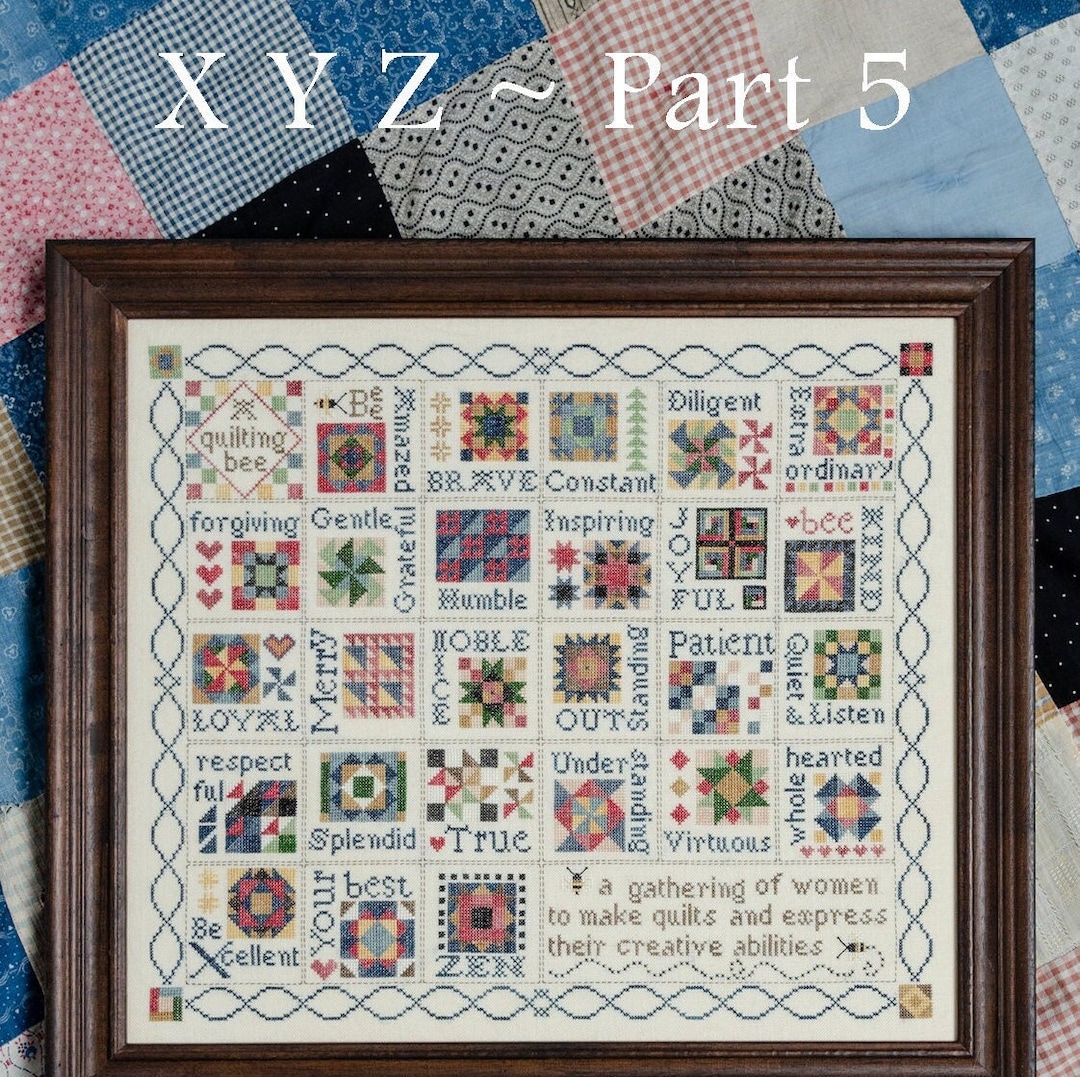 Counted Cross Stitch Patterns, Quilting A-bee-c's, Full 5 Pattern Set ...