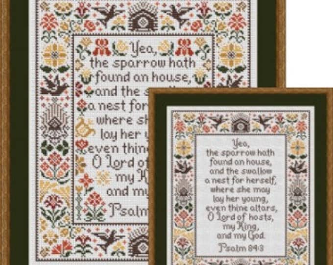 Counted Cross Stitch Pattern, Late Summer Sparrows and Swallows, Psalm ...