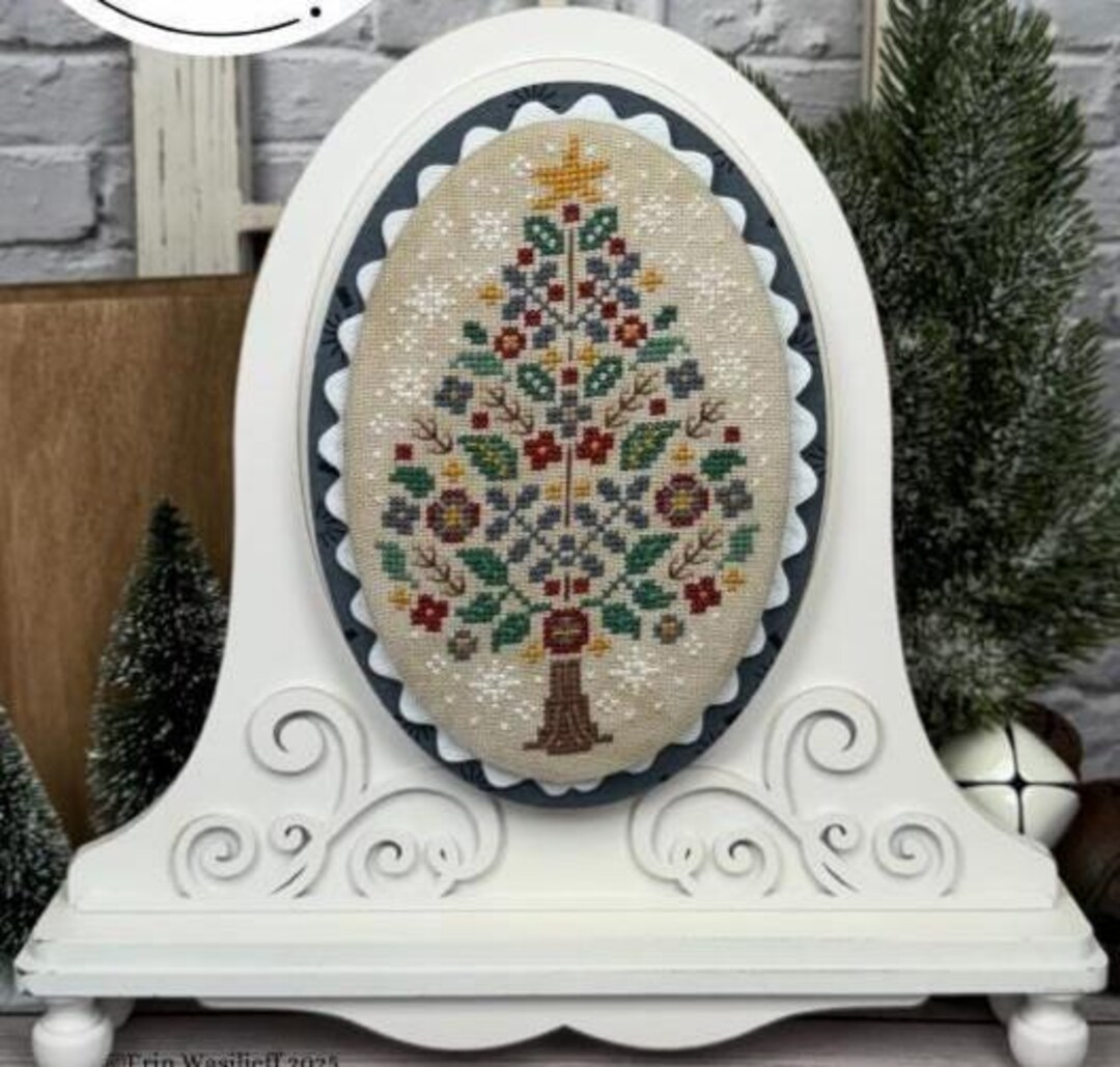Counted Cross Stitch, Winter Tree, Christmas Decor, Pillow Ornament ...