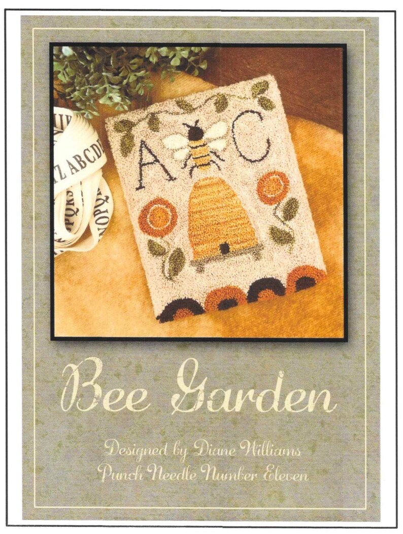 Punch Needle Pattern, Bee Garden, Country Decor, Bee Skep, Sampler ...