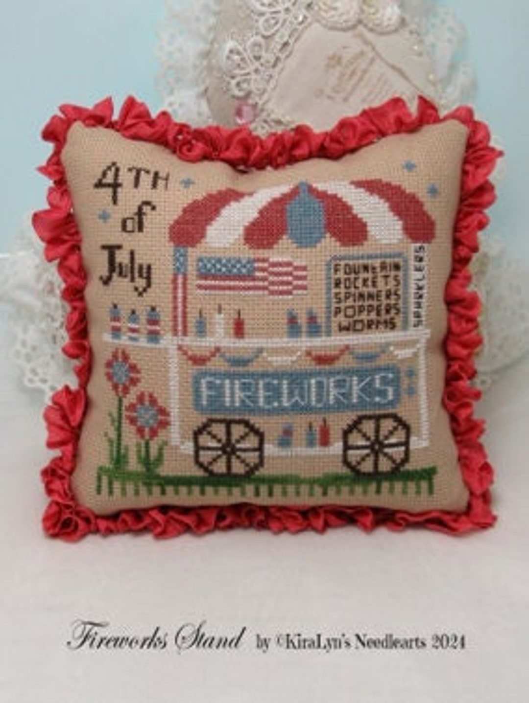 Counted Cross Stitch Pattern, Fireworks Stand, Patriotic Decor, U S ...
