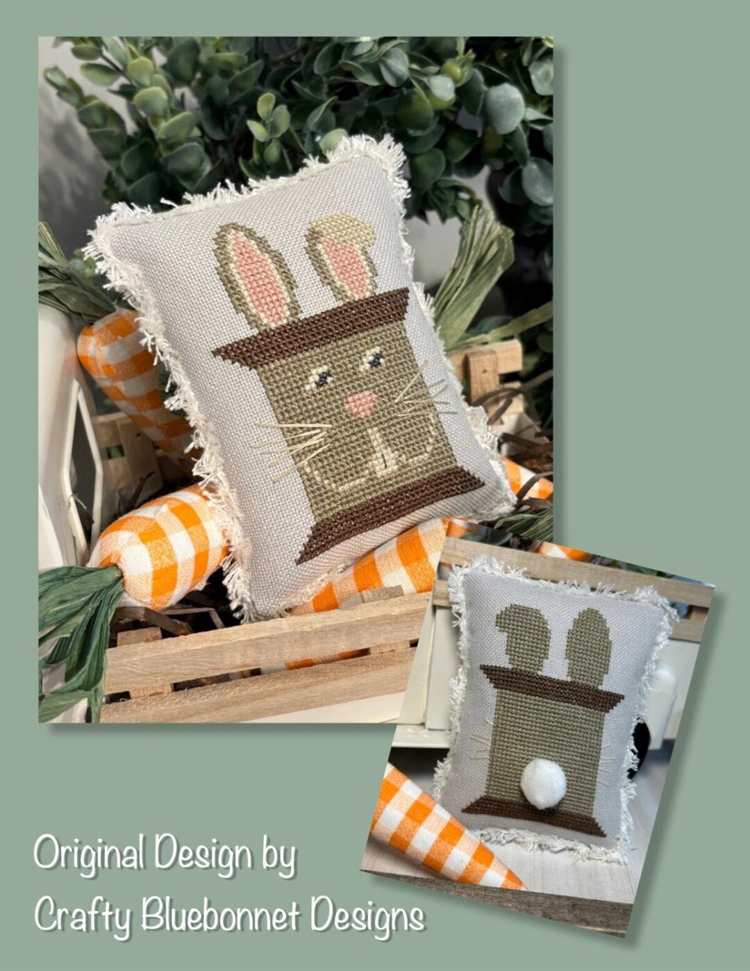 Counted Cross Stitch Pattern, Bunny Spool, Spring Spool Series, Pillow ...