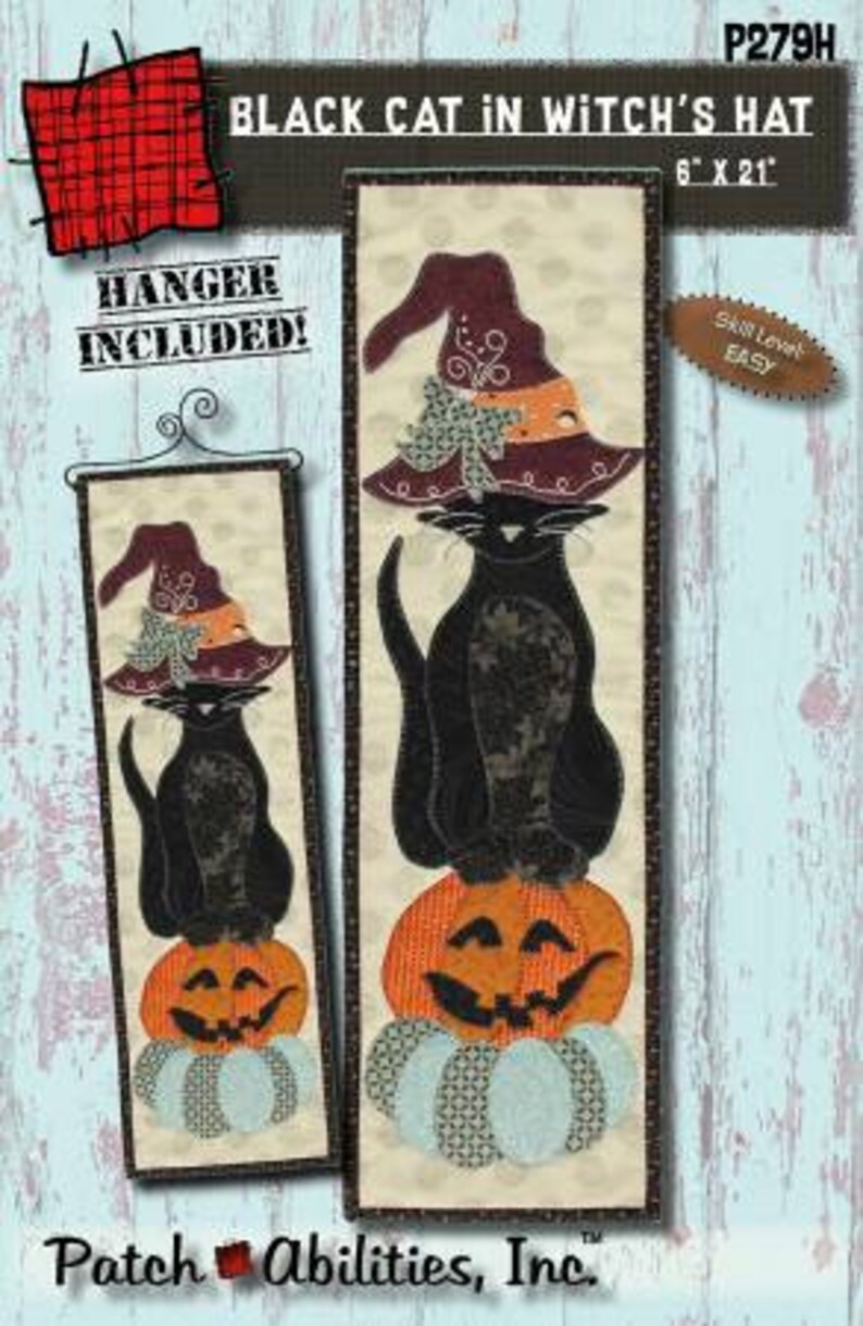 Quilt Pattern Black Cat in Witch's Hat Applique - Etsy