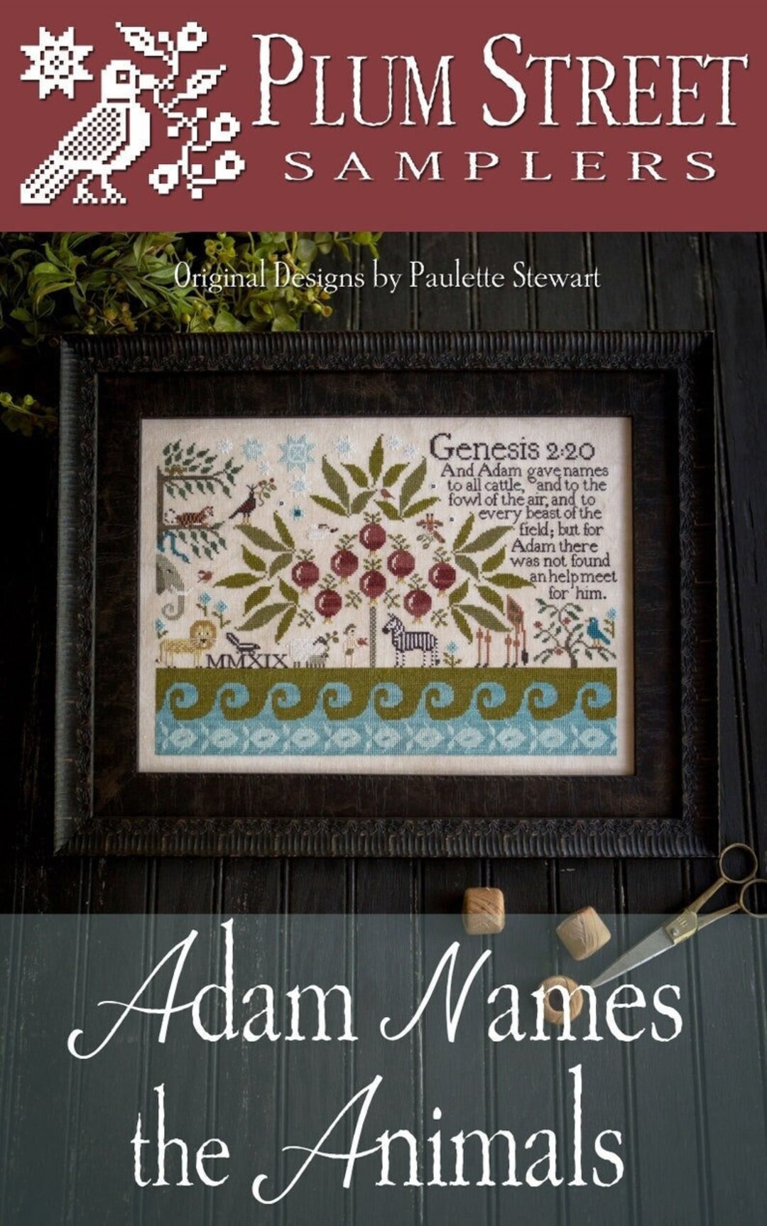 Cross Stitch Pattern, Adam Names the Animals, Bible Verse, Animals ...