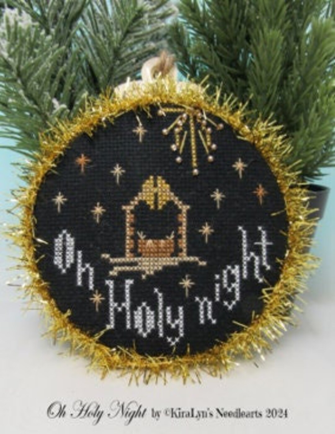 Counted Cross Stitch Pattern, Oh Holy Night, Christmas Ornament, Star ...
