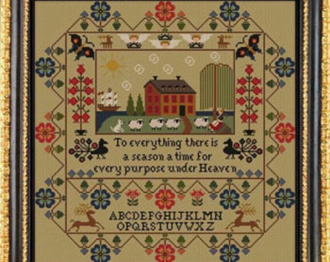 Counted Cross Stitch Pattern, Amity Manor, Inspirational, Sheep, Bunnies, Sampler, Country ...
