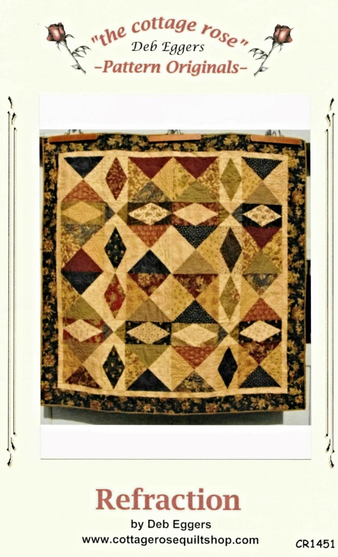 Quilt Pattern, Refraction, Cottage Rose Quilt, Pieced Quilt, Home Decor ...