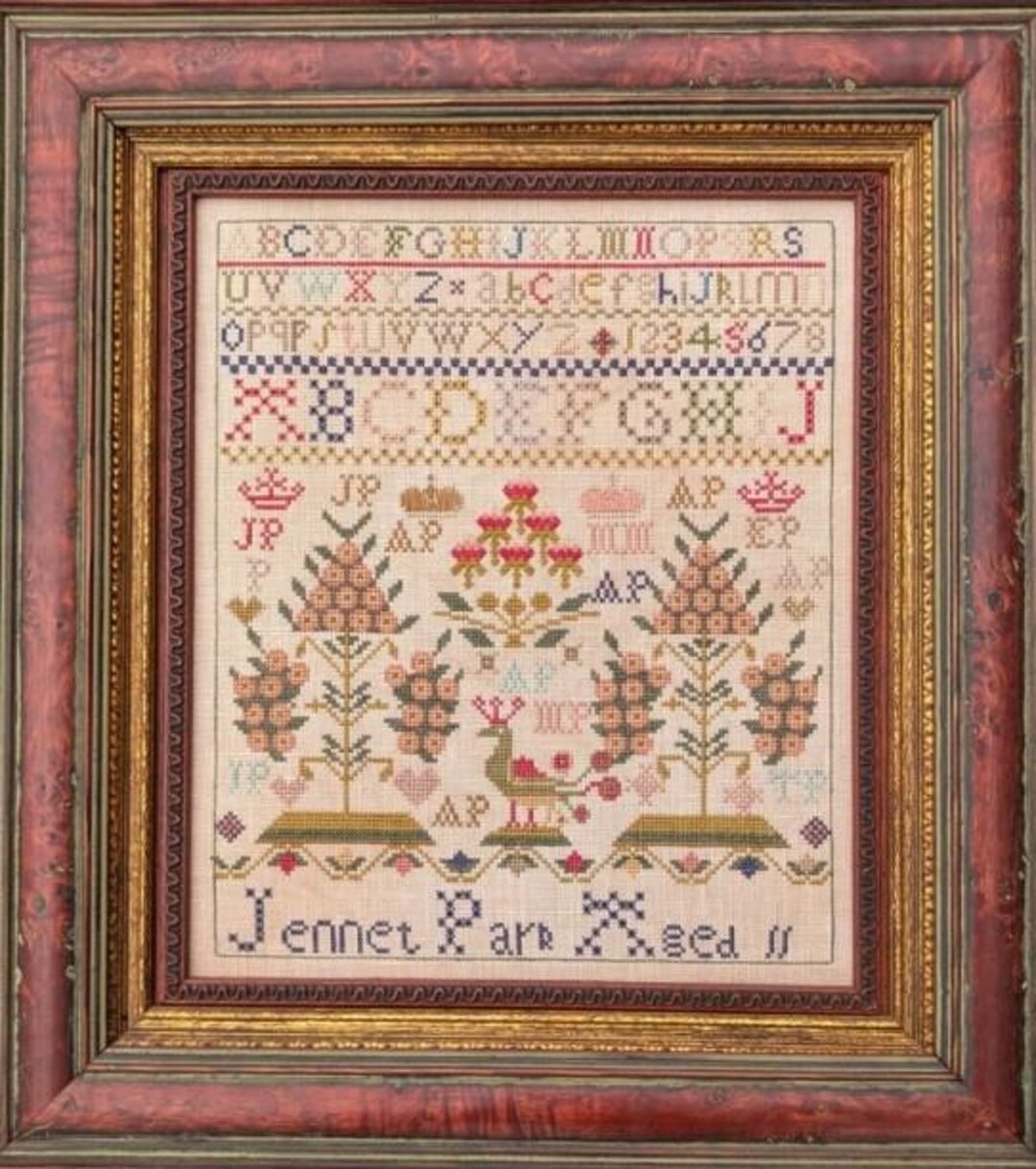 Counted Cross Stitch Pattern, Jennet Parr, Alphabet Sampler, Crown ...