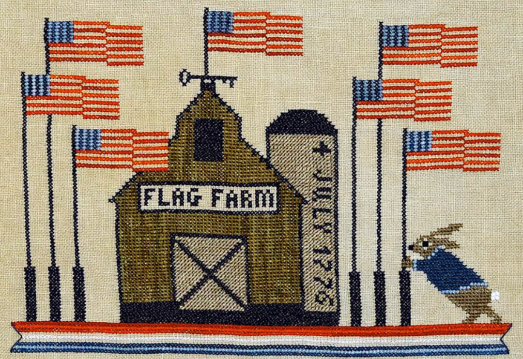 Counted Cross Stitch Pattern, Flag Farm, Patriotic, Independence Day ...