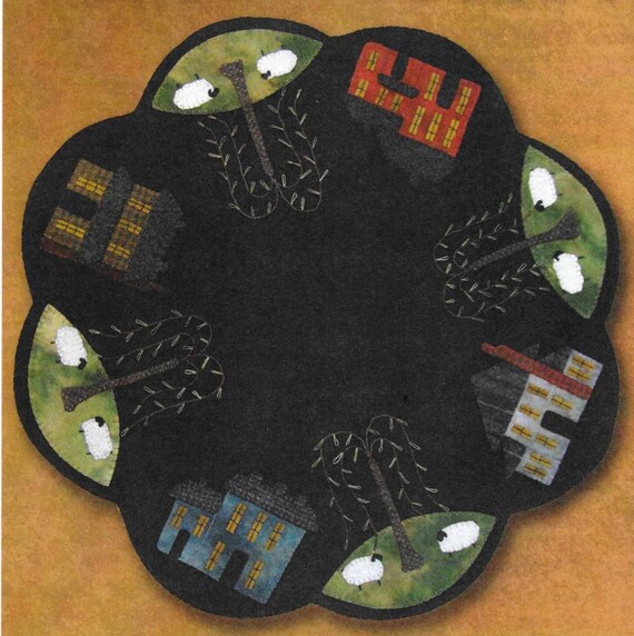 Wool Applique Pattern Saltbox Table Mat Wool Table Mat | Etsy