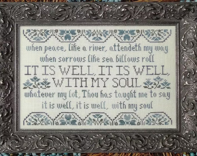 Counted Cross Stitch Pattern, It is Well, Jesus, Scriptural Sampler ...