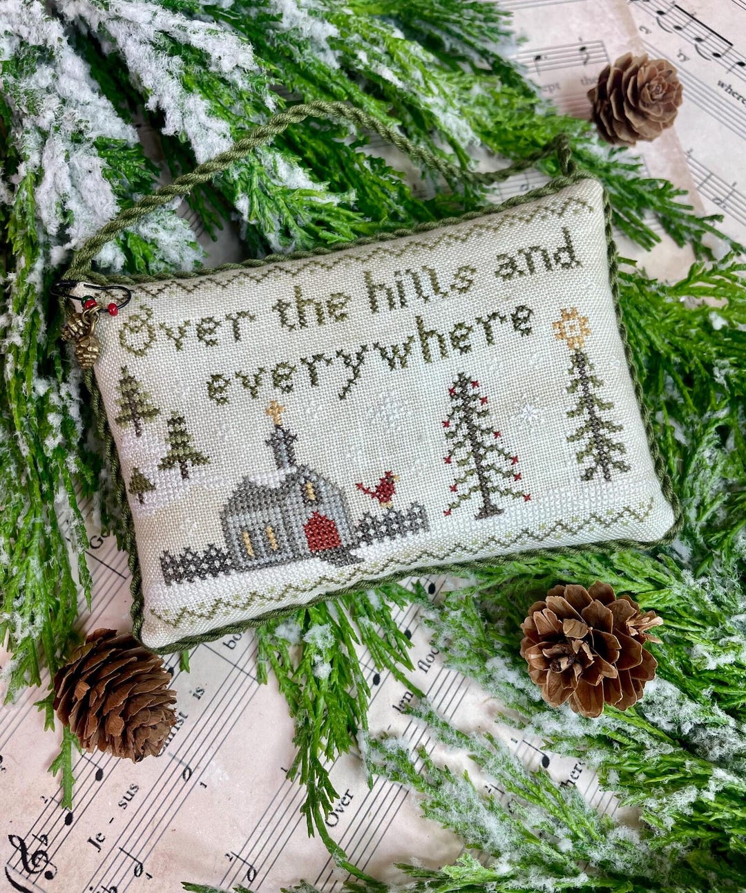 Counted Cross Stitch, Over the Hills, Christmas Decor, Winter Church ...