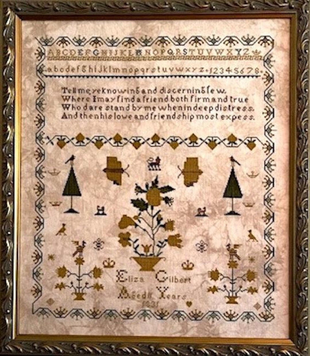 Counted Cross Stitch Pattern, Eliza Gilbert 1831, Alphabet Sampler ...