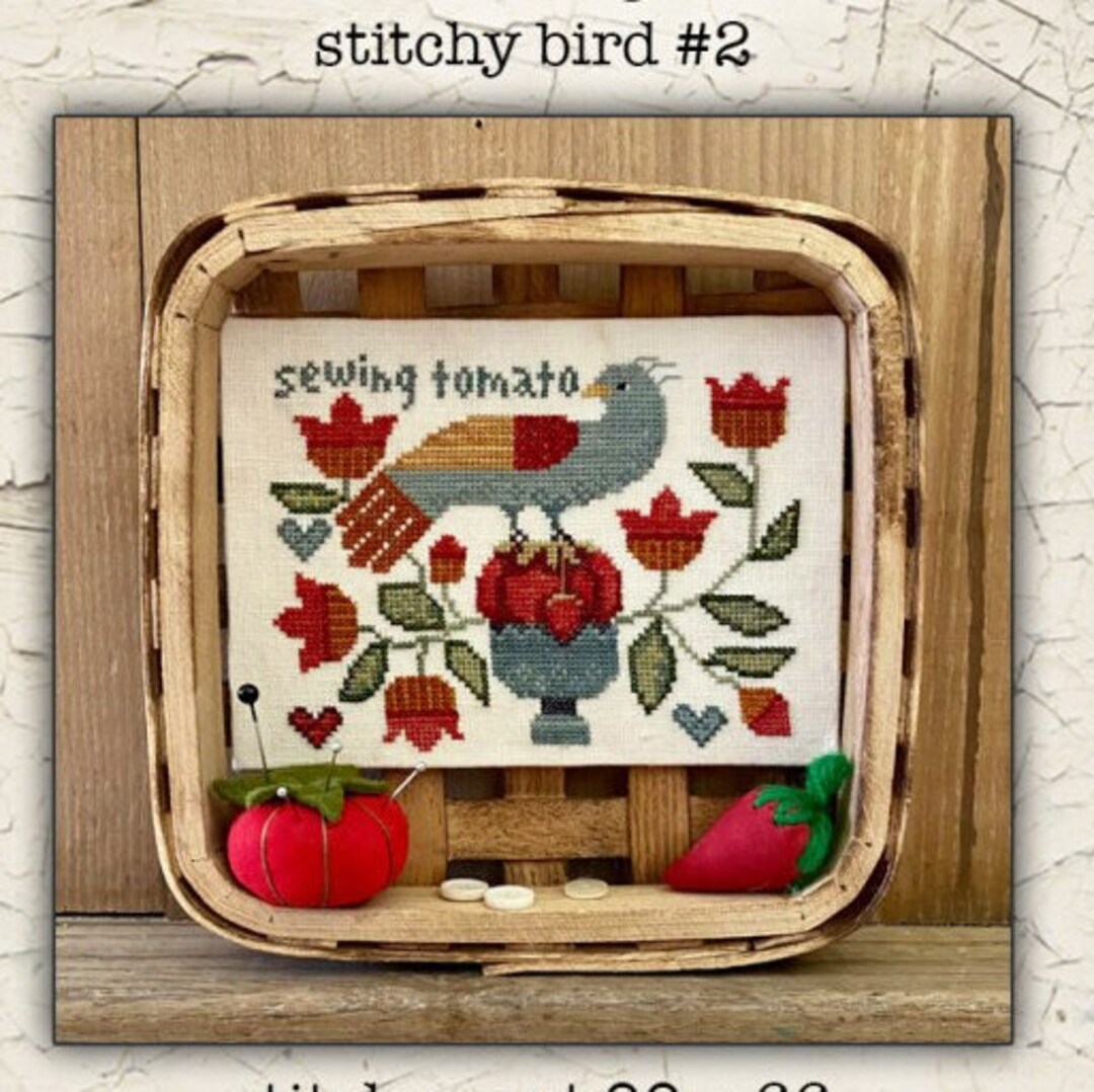 Counted Cross Stitch Pattern, Sewing Tomato, Stitchy Bird Series, Pin ...