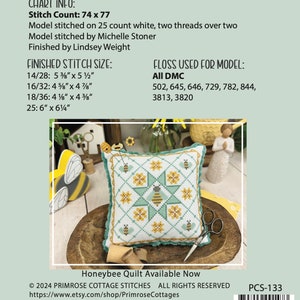 Counted Cross Stitch Pattern, Honey Bees & Stitching Please, Summer ...