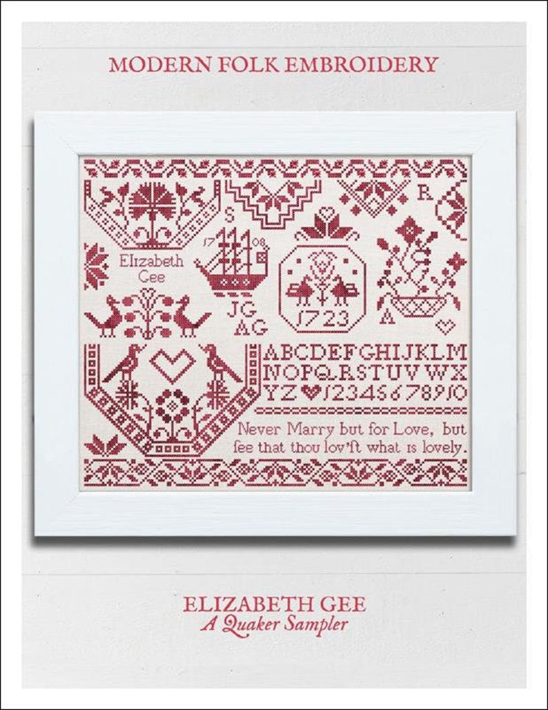 Counted Cross Stitch Pattern Elizabeth Gee Quaker Sampler | Etsy
