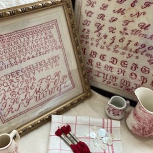 Counted Cross Stitch Pattern, A Collection of Antique Red Samplers ...