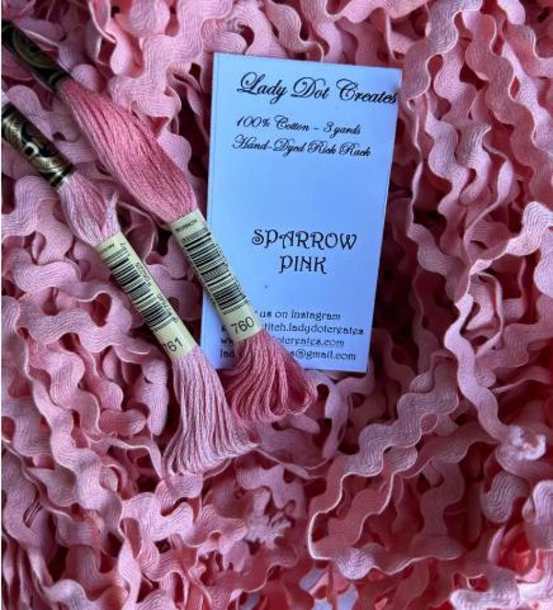 Rick Rack Trim, Sparrow Pink, Lady Dot Creates, Hand Dyed Rick Rack ...