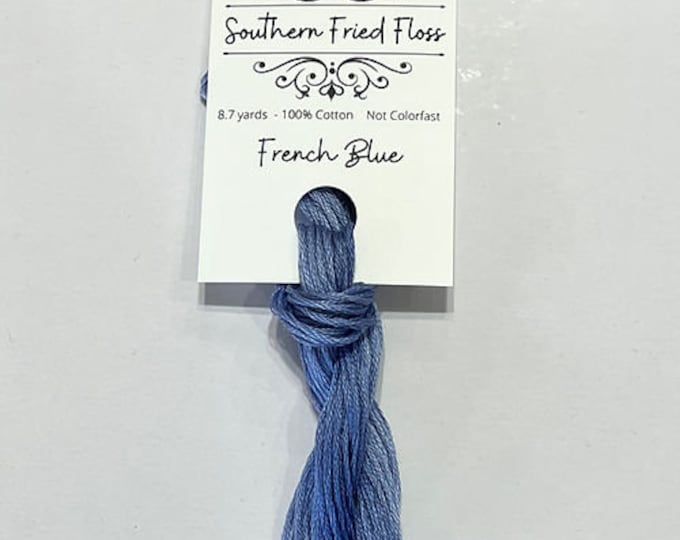 Southern Fried Floss, French Blue, 8.7 YARD Skein, Hand Dyed Cotton ...