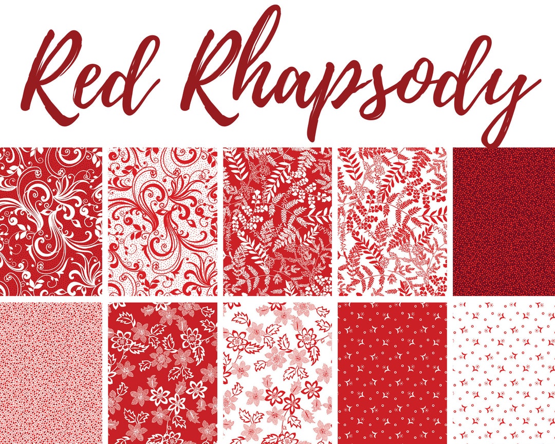 Quilt Fabric, Red Rhapsody, Quilters Cotton, Cotton Fabric, Red Scrolls ...