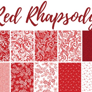 Quilt Fabric, Red Rhapsody, Quilters Cotton, Cotton Fabric, Red Scrolls ...