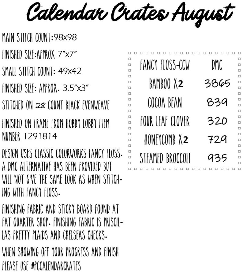 Counted Cross Stitch Pattern Calendar Crates August - Etsy