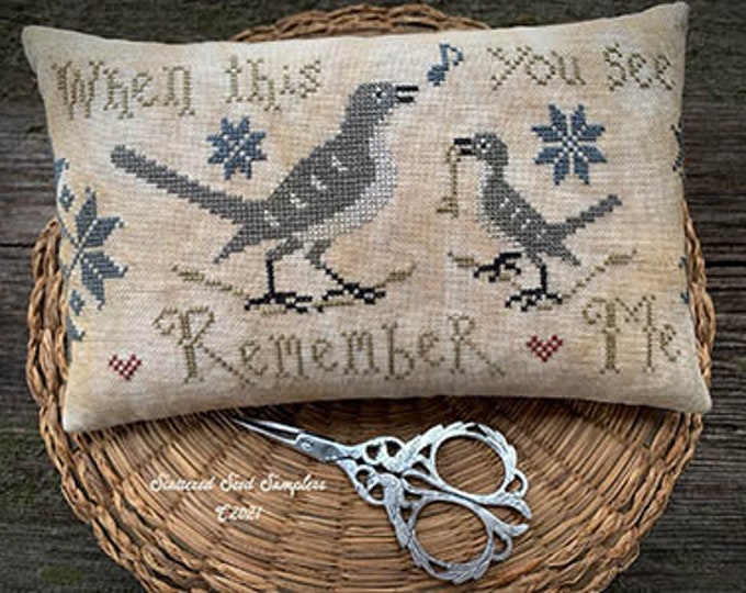 Counted Cross Stitch Pattern, Mockingbird’s Message, Pinkeep, Hearts ...