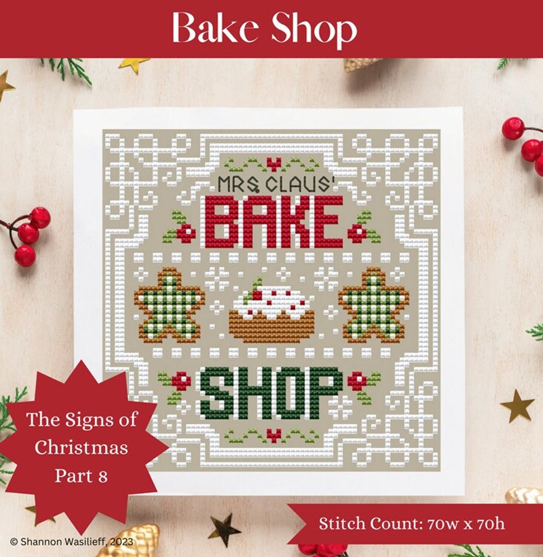 Counted Cross Stitch, Signs of Christmas, Bake Shop, Sleigh Rides ...
